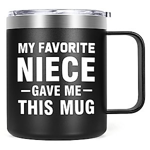 LiqCool Uncle Gifts, My Favorite Niece Gave Me This Mug, Unique Gifts for Men, Uncle Gifts from Niece, Christmas Father's Day Birthday Gifts for Uncle, Funny Insulated Coffee Mug, 12 Oz Black