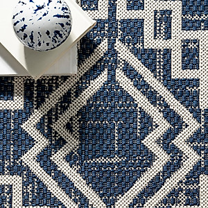 nuLOOM 4' x 6' Outdoor Performance Area Rug, Stain Resistant, Weather Resistant, High Traffic, Patio, Balcony, Outside, Cari Blue