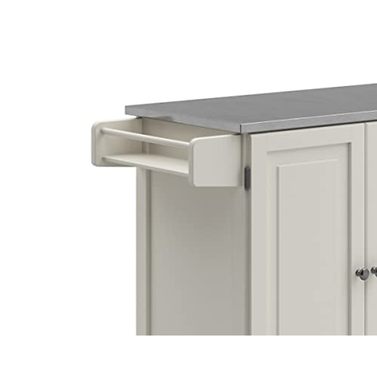 Homestyles Kitchen Cart with Stainless Steel Metal Top Rolling Mobile Kitchen Island with Storage and Towel Rack 54 Inch Width Off White