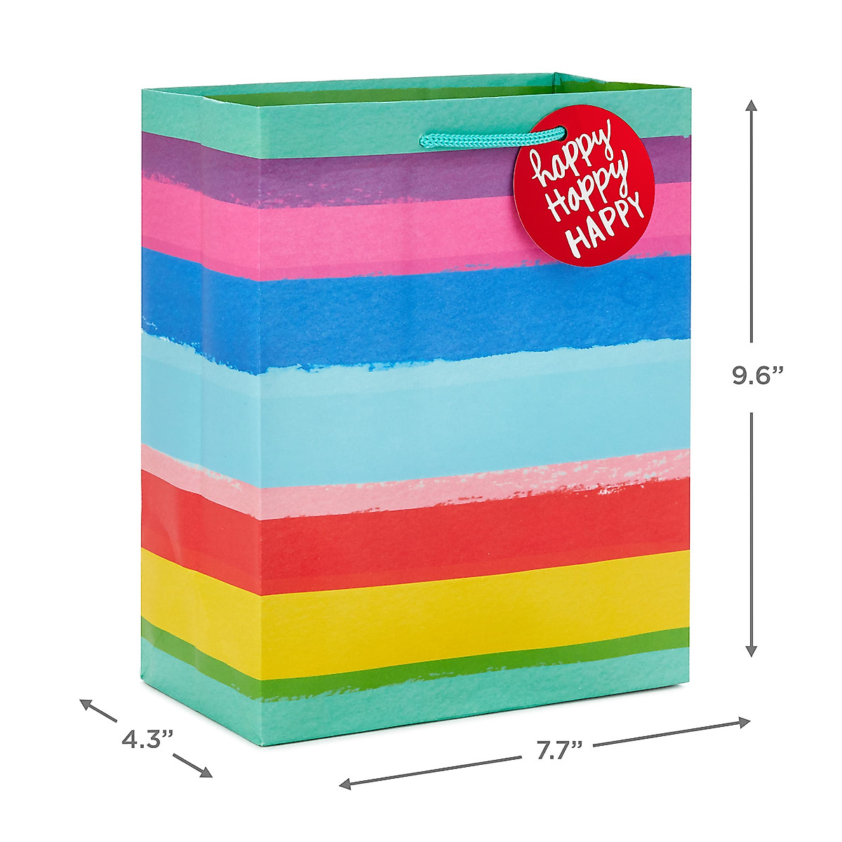 Hallmark Assorted Birthday Gift Bags (8 Bags: 4 Medium 9", 4 Large 13") Birthday Cake, Stripes, Balloons, Solids in Red, Yellow, Blue