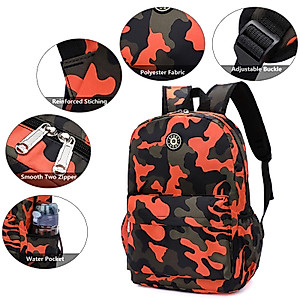 Kids School Backpacks for Boys Girls Elementary Kindergarten Camo School Bags Bookbags for Primary Preschool (Camouflage Orange, Small)