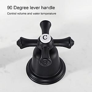 RKF Faucet- Replacement Classic Cross Knobs Handles with Valve Faucet Accessory Faucet Parts Faucet Kit Matt Black W033