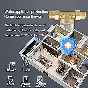 CJGS Water Pre-Filter Sediment Filter 40 Micron,Central Prefilter Whole House Water Filter Purifier System 3T/h Siphon Backwash -Reusable Spin Down Sediment Water Filter