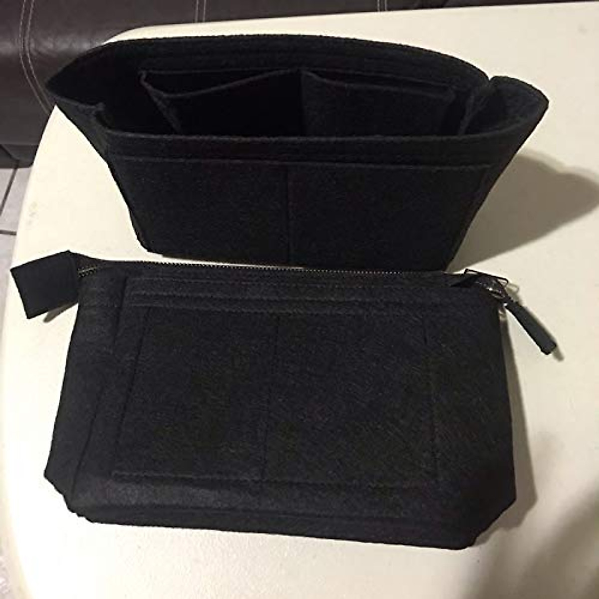 ZARSIO Felt Purse Organizer Insert Bag Organizer, a Set of 2 (Black)