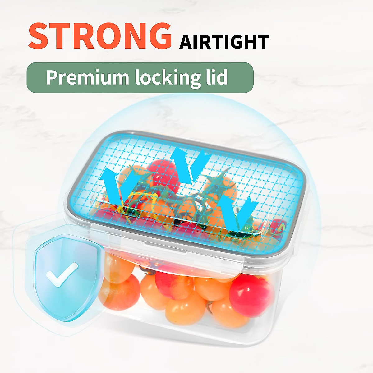 MINDEKA 24 Pieces Large Food Storage Containers, Plastic Food Container Set with Lid for Kitchen Storage Stackable & Nested Airtight Lunch Box for Cereal Fruit Leftover Freezer Microwave Safe