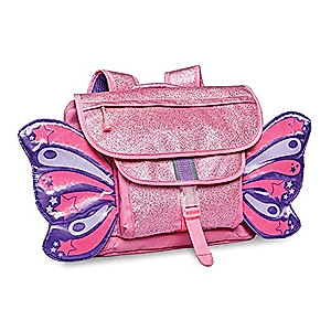 Bixbee Kids Backpack, Childrens Backpack for Girls & Boys, Water Resistant Backpack with Pockets, Durable Zippers & Easy Carry Design - Great Size for School & Travel in Sparkalicious Pink Butterflyer