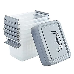 CadineUS 3 Liter Small Storage Boxes with Lids, Plastic Storage Bins Set of 6
