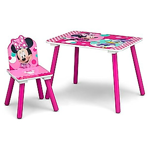 Delta Children Disney Minnie Mouse 3-Piece Toddler Playroom Set– Includes Table, Chair and Toy Box, Pink