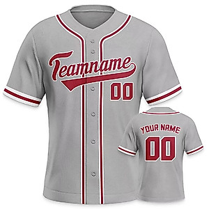 Grey Custom Baseball Jersey Personalized Gifts with Patch Team Name Number Stitch and 3D Print Tech Men Women Kid Toddler