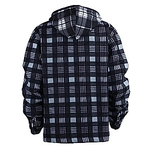 Yasumond Mens Winter Jackets Flannel Fleece Sherpa Lined Plaid Heavyweight Hooded Coats (Charcoal, XX-Large)