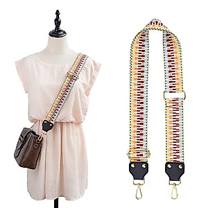 LIFEMATE Wide Bag/Purse Strap Replacement Crossbody Shoulder For Women Adjustable Jacquard Woven Cotton Guitar Strap Banjo Strap Style (Style 6)