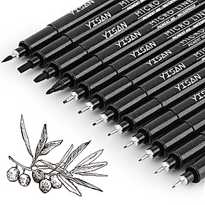 YISAN Black Drawing Pens,12 Art Pens Set,Fineliner Ink Pens,Micro-Pens,Manga Pens,for Sketching,Technical Drawing 902195