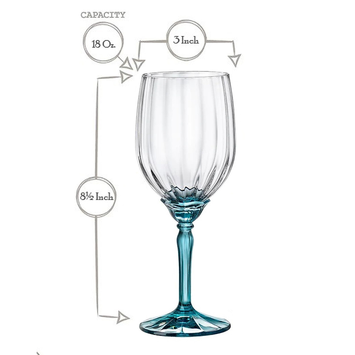 Bormioli Rocco Florian 18 oz. Red Wine, Gin & Tonic Glasses, Lucent Blue, Set of 4