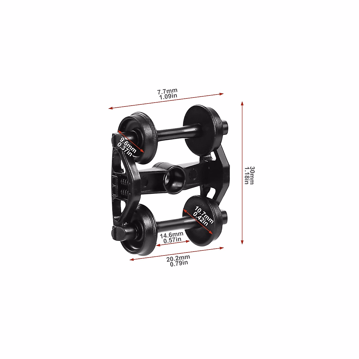 12pcs Model Train Bogie with Plastic Wheels 1:87 HO Scale 33" Model Railway Accessories (Style B)