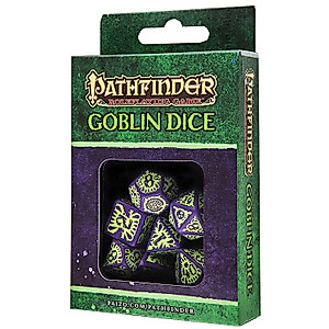 Q-Workshop Pathfinder Rpg Goblin Purple & Green Ornamented Dice Set 7 Polyhedral Pieces (QWOPAT76)