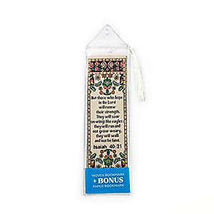 Fabric Bible Bookmark with Bonus Tassel Bookmark - Isaiah 40:31: Those Who Hope in The Lord Bible Book Markers - Christian Bookmarks for Women & Men - Religious Bookmarks - Christian Gifts for Women