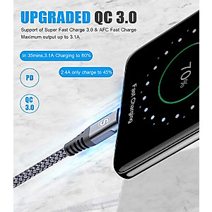 sweguard USB C Cable 3.1A Fast Charging [3Pack,10ft+6.6ft+3.3ft], USB-A to USB-C Charger Nylon Braided Cord for Samsung Galaxy S21 S20 S10 S9 S8 Plus/FE Note 20 10 9 8 7, A71 A51 A32,LG,Moto,PS5-Grey