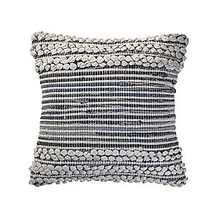 LR Home - LR07435-BLOIIPL Bold Textured Navy Throw Pillow Area Rug, 18" x 18", Blue/Ivory