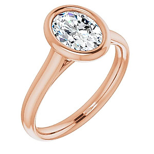 10K Solid Rose Gold Handmade Engagement Ring 1 CT Oval Cut Moissanite Diamond Solitaire Wedding/Bridal Ring for Women/Her Diamond Rings Set (9)