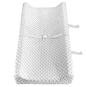 YENING Baby Diaper Changing Pad for Dresser Top with Cover Waterproof Lining Foam Contoured Changing Table Pads Topper 31" x 16" Grey