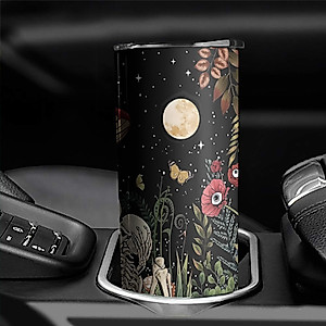 thmasamwr Mushroom Skinny Tumbler With Straw and Lid, Stainless Steel 20oz Insulated Coffee Travel Mug, Skeleton Mushroom Cups for Goth Mushroom Lovers Gifts for Women and Girls
