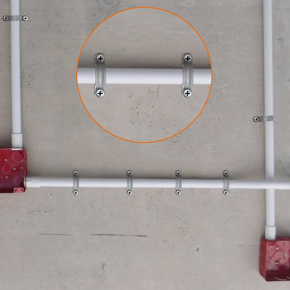 PVC Pipe Strap Two Hole Plastic Conduit Strap Grey Pipe Clamps Heavy Duty Conduit Clamp U PVC Clip 2 Holes PVC Pipe Mounting Bracket for PVC Pipe Conduit and Cables (50 Pcs,3/4 Inch)