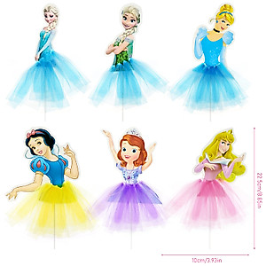 6 Pieces Princess Cupcake Toppers, Girls Birthday Princess Cake Topper Decoration for Baby Shower, Princess Theme Bday Party