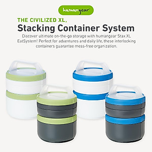 humangear STAX XL/Eat System | Modular Storage Container | Extra Large Stacking Container | BPA-Free, PC-Free, Phthalate-Free, Gray/Green