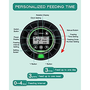 Petbank Automatic Fish Feeder for Aquarium - Rechargeable Fish Feeder Automatic Dispenser with Timer, Moisture-Proof and Precise Feeding Auto Fish Feeder for Vacation with USB Cable, LCD Display