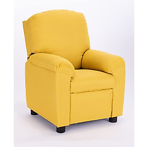 Q-Max Sofa Chair with Pillow Top Armrest and Footrest, Yellow Finish Children Recliner