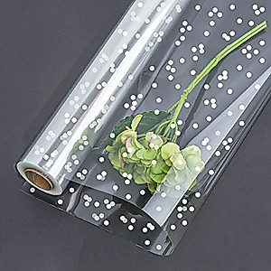 HOMPAL 115 ft Clear Cellophane Wrap Roll (33 in x 115 ft) - Polka Dot Cellophane Roll - Clear Wrap Cellophane Bags - Clear Wrapping Paper to Wrap Gift Baskets - Clear Gift Wrap - Celophane Basket Wrap - Cello Wrap