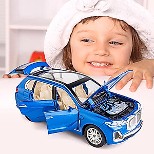 BDTCTK 1/24 Compatible for X7 SUV Model Car Toy Diecast Toy Cars, Zinc Alloy Pull Back Toy car with Sound and Light for Kids Boy Girl Gift(Blue)