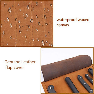 Knife Case, Waxed Canvas Chefs Knife Roll Bag, Portable Travel Tool Roll Bag, Christmas Gift for Culinary Student, Professional Chef for Men Women for Meat Cleaver, Japanese Knife for Working,Camping