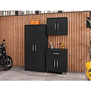 Manhattan Comfort Eiffel 3-Piece Storage Garage Set in Matte Black