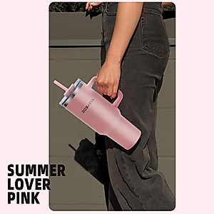 Bosvell 40 oz Tumbler with Handle and Straw Lid,Insulated Cup Reusable Stainless Steel Water Bottle Travel,Mug Cupholder Friendly,100% Leak-proof Travel Coffee Mug,Gifts for Women Men Him Her.