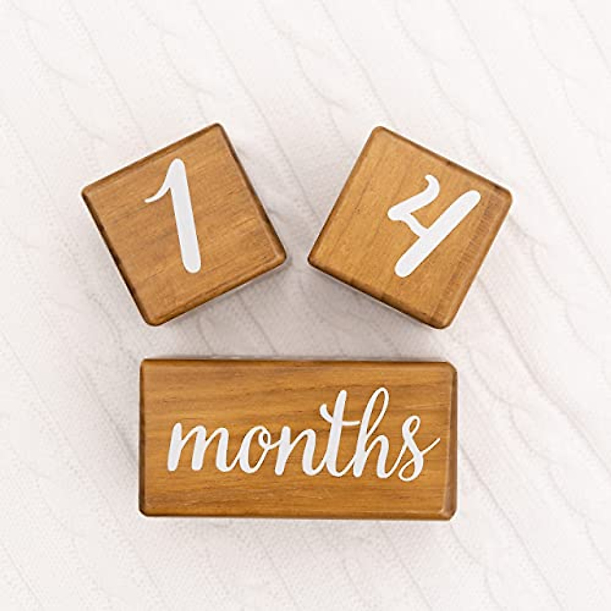 Pondering Pine Baby Milestone Blocks - Natural Pine Wood with Weeks Months Years Grade - Milestones Age Block Set with Boho Rainbow Bag, Newborn Weekly Monthly First Year Picture Props, Earth Friendly
