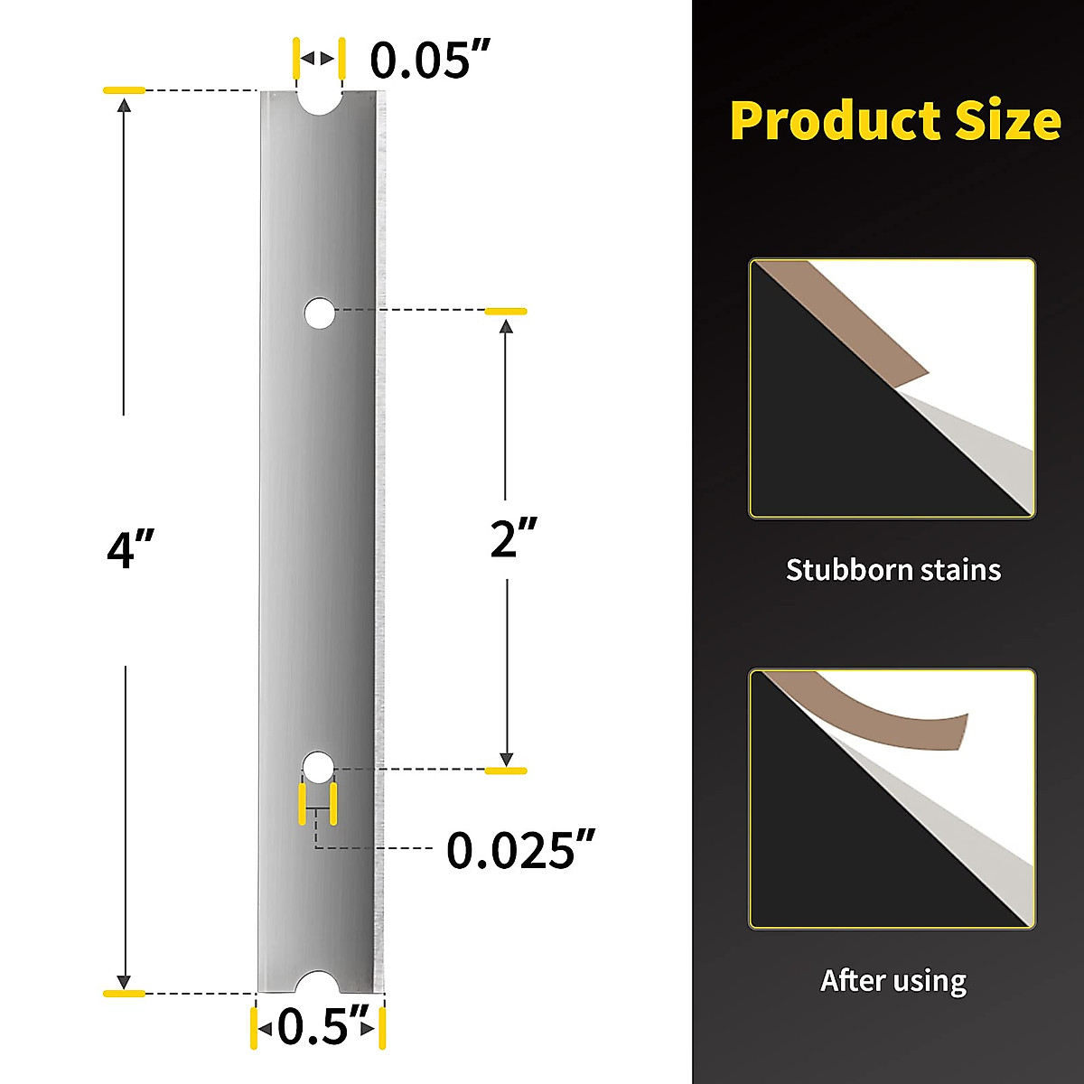 4 inch Scraper Blades 60 pcs Replacement High Carbon Steel Razor Blade for Scraper to Remove Paint Wallpaper Sticker Adhesive Labels(6 boxes)