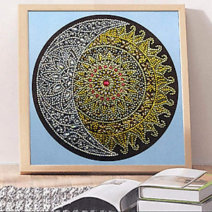 RuBos DIY 5D Diamond Painting, Special Crystal Rhinestones, Mandala Moon Sun, Diamond Paintings Art Gem Triptych Multi Picture Paint with Pearl by Number Kits for Adults Wall Decor
