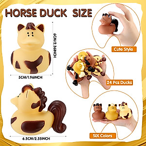 Hungdao 24 Pcs Horse Rubber Duck 2.36 Inch Bucking Horse Ducks Small Ducks Pool Float Bath Decor Gift for Horse racing festival Boys Girls Classroom Prizes Baby Shower Party Favors