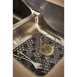 Spectrum Diversified Hexa Raised Feet Quick-Drying, Heavy-Duty Protector with Non-Slip Surface, Small Mat for Dual Sinks, Frost/Gray