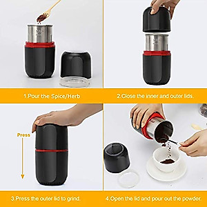 Herb Grinder Electric, Turimon Large Herbal/Coffee Grinders / Mill / Crusher for Spice and Herbs With Cleaning Brush - Black - 4.2 oz Capacity