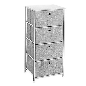 SONGMICS 3-Tier Closet Drawer, 31.5 x 11.8 x 24.8 Inches, Light Gray and White ULTS23W & 4-Tier Dresser Units Storage Cabinet with 4 Easy Pull Fabric Drawers, 17.7", Light Gray