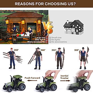 Lucky Doug Farm Animal House Toys Playset for Kids Toddlers Ages 3-8, 122 PCS Building Toys Farmhouse Figures Pretend Play Set with 3 Animals, 4 Figures, A Tractor, 11" L x11 W x 8" H