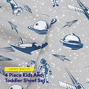 1500 Supreme Kids Bed Sheet Collection - Fun Colorful and Comfortable Boys and Girls Toddler Sheet Sets - Deep Pocket Wrinkle Free Soft and Cozy Bedding - Full, Spaceships