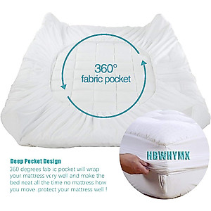 Queen Size Mattress Topper Pillow Top Mattress Protector Quilted Fitted Mattress Pad 8-21" Deep Pocket Cooling Mattress Cover Easy Installation and Care Fitted Sheets (White, 60x80 Inches, Queen)