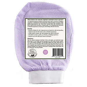 Natural Elephant Exfoliating Hammam Glove - Face and Body Exfoliator Mitt (Lovely Lilac)