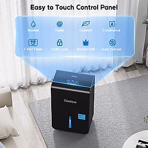 Gasbye 4500 Sq. Ft. Energy Star Dehumidifier for Basement with Drain Hose, Max 115 Pints/Day Dehumidifier for Large Room, Powerful Humidity Control, Easy Drainage, Auto-restart, Black