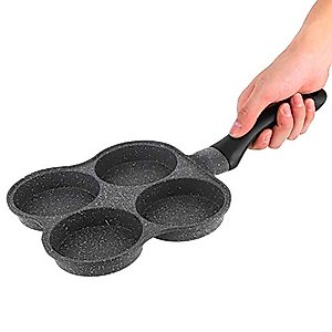 Rustless Egg Pan 4 Cup Nonstick Egg Frying Pan, Easy Egg Cooker Omelet Pan For Breakfast Swedish Pancake, Crepe Pan Gas Stove and Other Stoves Cookware
