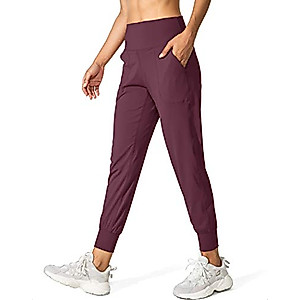 G Gradual Women's Joggers High Waisted Yoga Pants with Pockets Loose Leggings for Women Workout, Athletic, Lounge (Maroon, Small)
