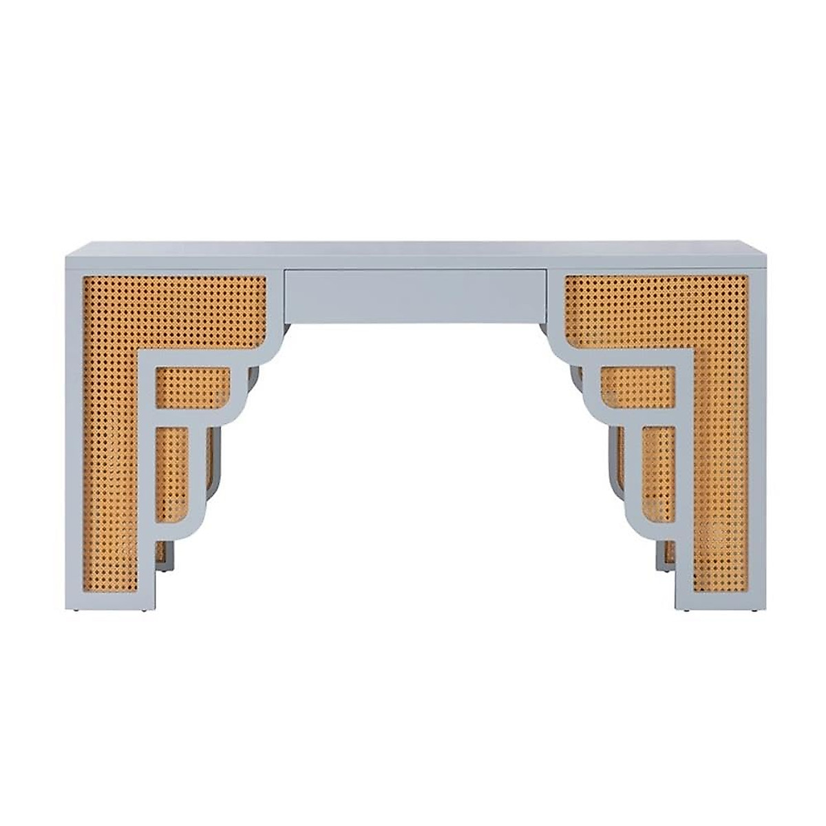 TOV Furniture Suzie Pastel Blue & Rattan Desk